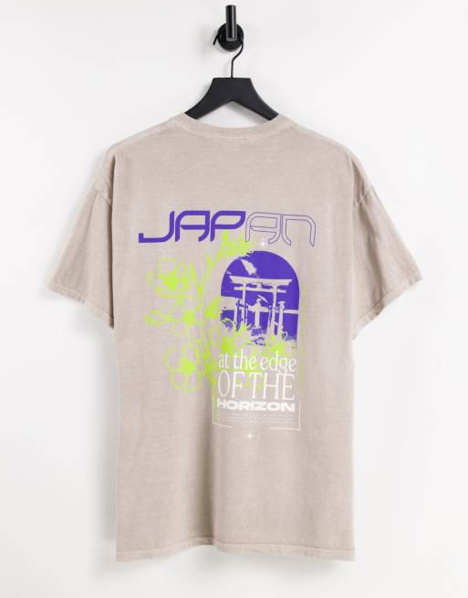 New Look Oversized T Shirt With Japan Back Print In Overdye Stone Asos