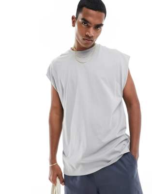 New Look oversized tank top in light grey | ASOS