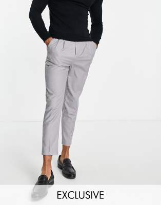 New Look pleated smart pants in grey | ASOS
