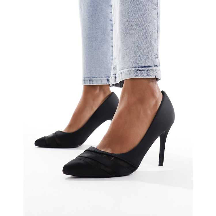 New Look Pumps aus Satin und Netzstoff in Schwarz ASOS