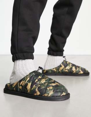 New Look quilted slippers in camo | ASOS