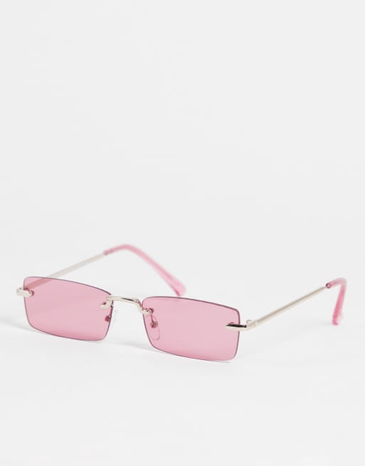 New Look rimless sunglasses in pink | ASOS