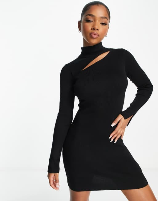 New Look - Robe courte en maille à découpes - Noir | ASOS
