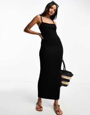 New Look second skin strappy midaxi dress in black | ASOS