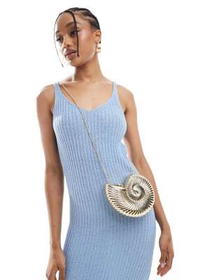 New Look shell box clutch bag in gold | ASOS