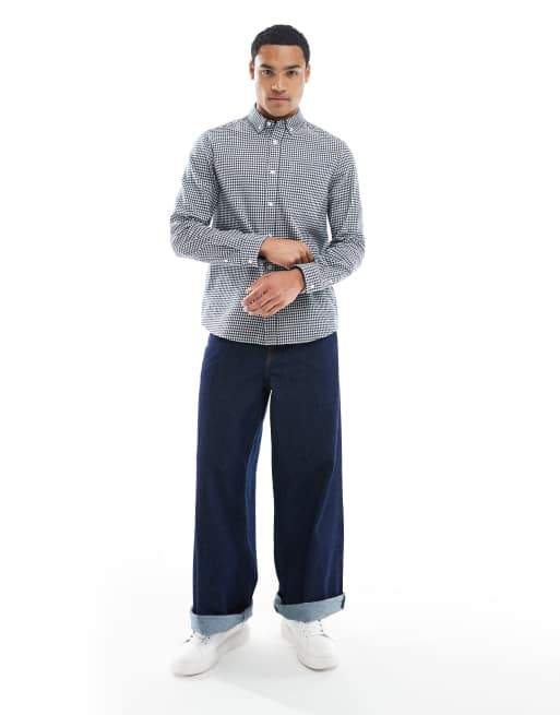 New Look shirt in navy mini check | ASOS