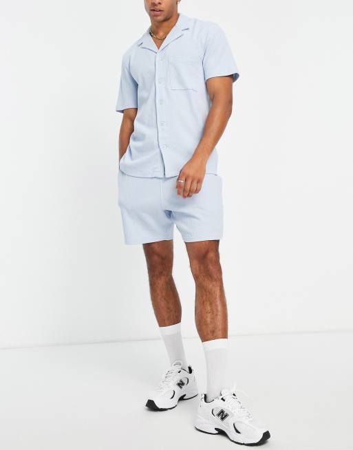 New Look Shorts In Hellblau Mit Waffelstruktur Kombiteil Asos