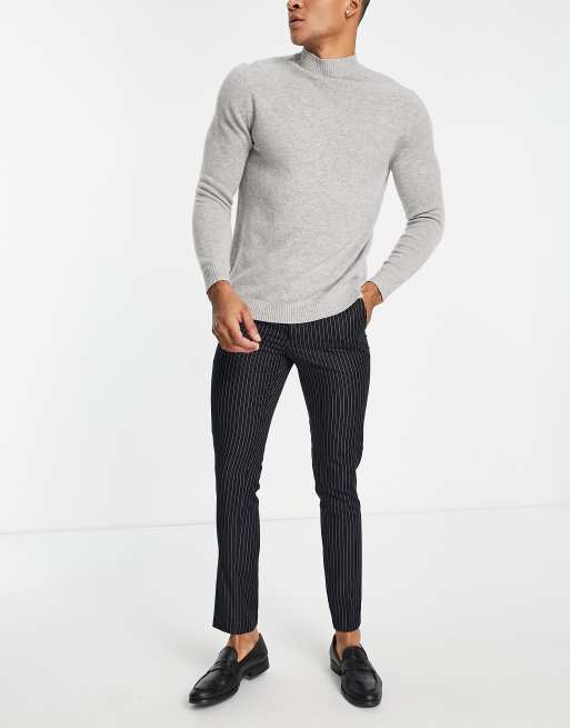 New Look skinny smart pants in navy pinstripe | ASOS