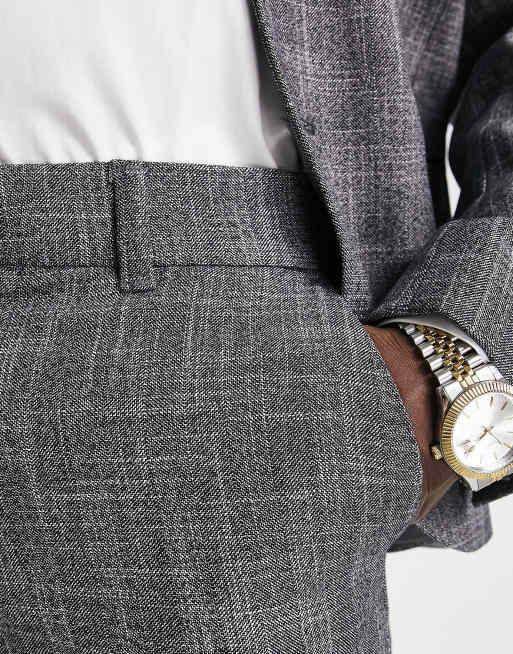 New Look slim suit pants in dark grey texture | ASOS