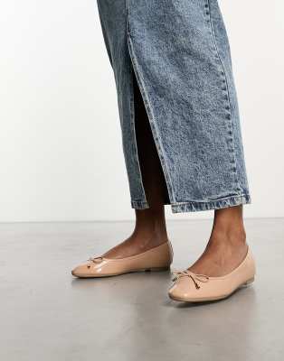 New Look square toe ballerina shoe in oatmeal | ASOS