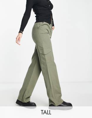 New Look Tall - Pantalon cargo droit - Kaki | ASOS
