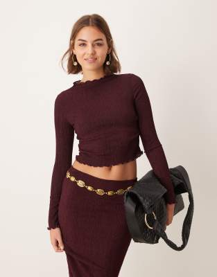 New Look texture long sleeve funnel neck top in burgundy (part of a set ...