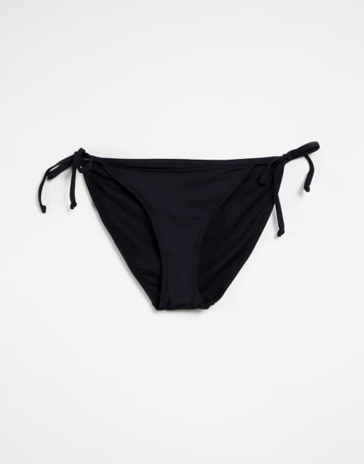 New Look tie side bikini bottom in black | ASOS