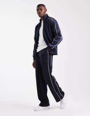 New Look tricot tracksuit trackies in navy | ASOS