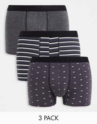 New Look trunks with geo print in burgundy and grey | ASOS