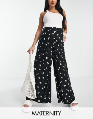 New Look – Umstandsmode – Hose in Schwarz mit weitem Bein und ...