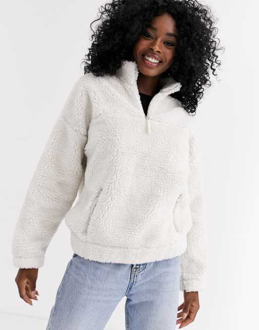 New Look Veste En Polaire Et Imitation Peau De Mouton Crème Asos