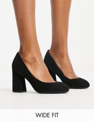 New Look Wide Fit - Chaussures à talon carré - Noir | ASOS