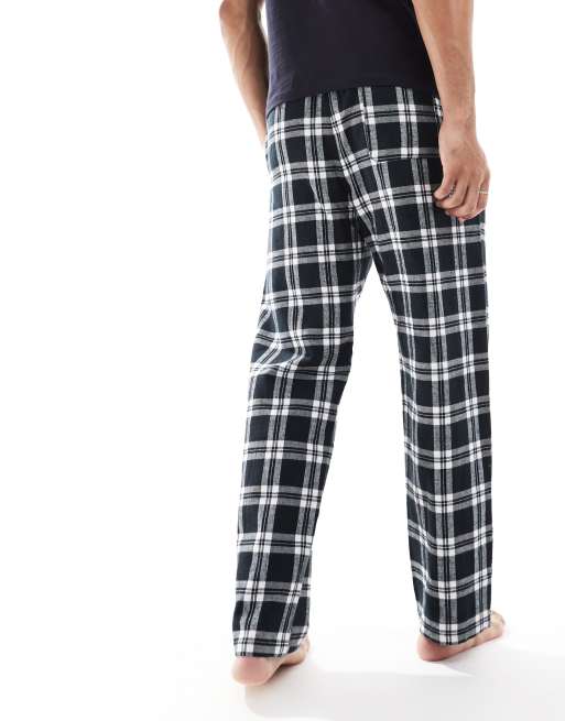 New Look woven check pyjama bottoms in black | ASOS
