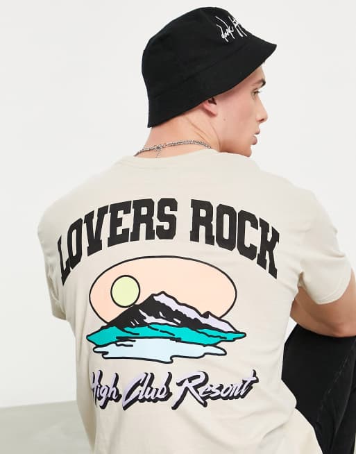 New Love Club lovers rock back print oversized t-shirt in stone | ASOS