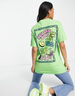 New Love Club – Oversize-T-Shirt in Limettengrün mit Grafikprint auf dem Rücken | ASOS