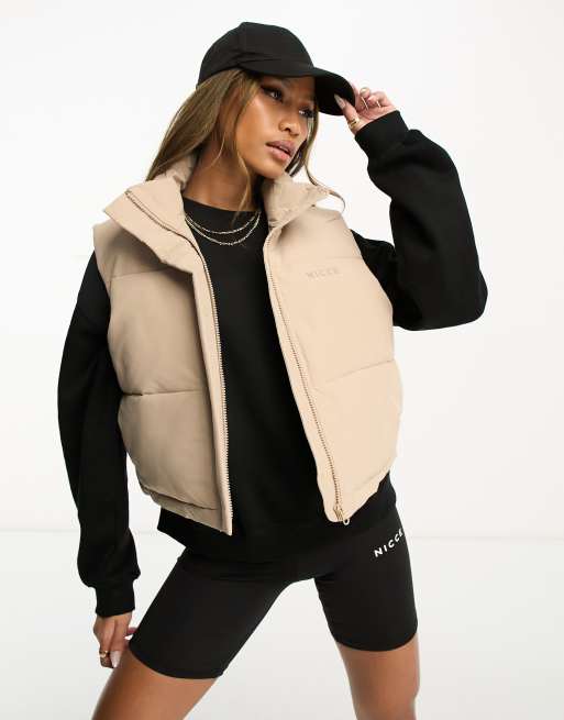 Nicce arda cropped gillet in beige | ASOS
