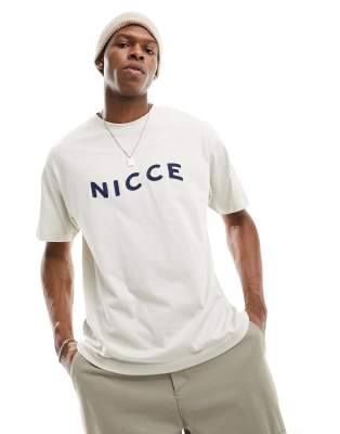 Nicce wave oversized t-shirt in light beige with chest print | ASOS