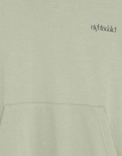 Night Addict back print hoodie in light green | ASOS