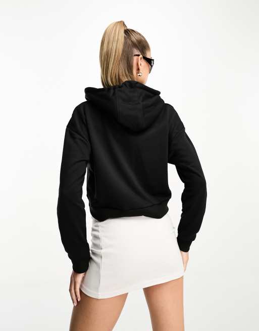Night Addict cropped hoodie with baddie print in black | ASOS