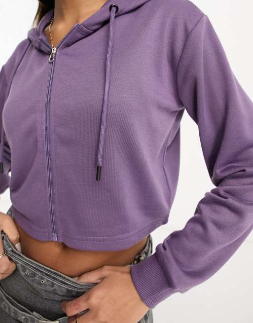 Night Addict cropped zip thru hoodie in dusty purple | ASOS