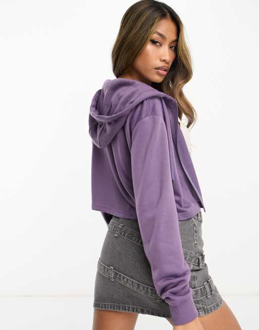 Night Addict cropped zip thru hoodie in dusty purple | ASOS