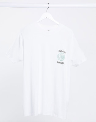 Night Addict Globe Logo Oversized T-shirt In White | ModeSens