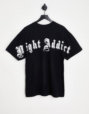 Night Addict logo back printed t-shirt in black | ASOS