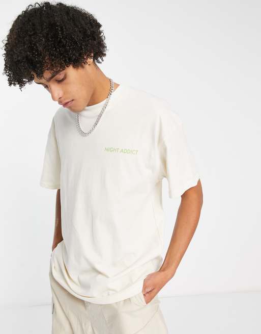 Night Addict logo print t-shirt in cream | ASOS