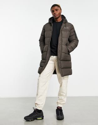 Night Addict long line puffer coat in brown | ASOS
