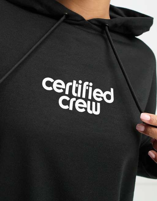 Night Addict oversized hoodie with certified crew print in black | ASOS