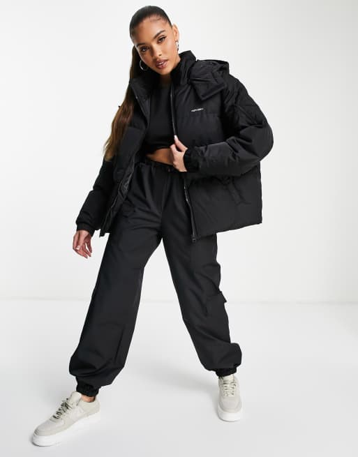 Night Addict oversized puffer jacket with hood in black | ASOS