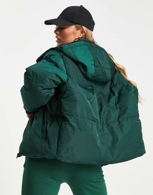 Night Addict oversized puffer jacket with hood in green | ASOS