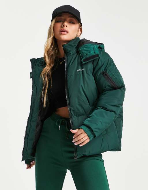 Night Addict oversized puffer jacket with hood in green | ASOS