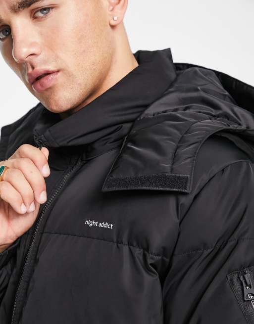 Night Addict padded puffer jacket in black | ASOS