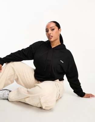 Night Addict Plus cropped hoodie with baddie print in black | ASOS