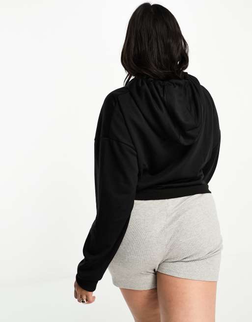 Night Addict Plus cropped hoodie with offline print in black | ASOS