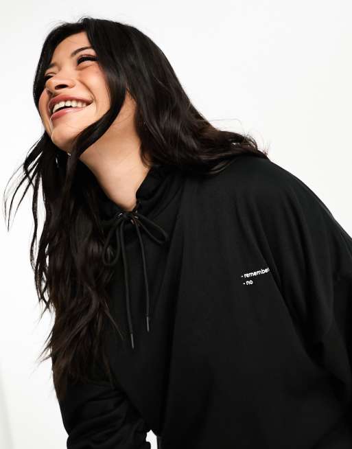 Night Addict Plus hoodie with remember print in black | ASOS