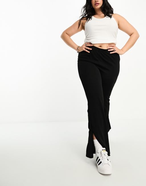 Night Addict Plus namye side split flared leggings in black | ASOS