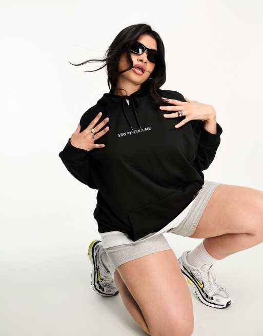 Night Addict Plus oversized hoodie with lane print in black | ASOS