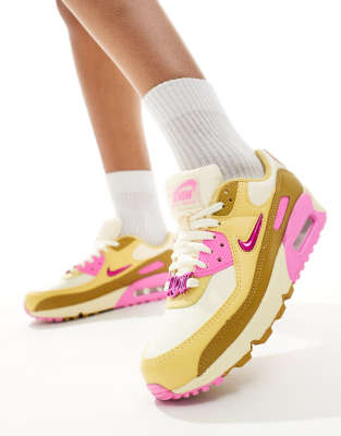 Nike Air Max 90 SE sneakers in cream and pink | ASOS