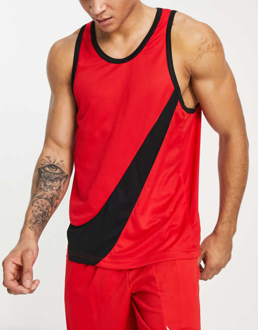 Nike Basketball Crossover Dri Fit Large Swoosh Jersey Vest In Red Asos