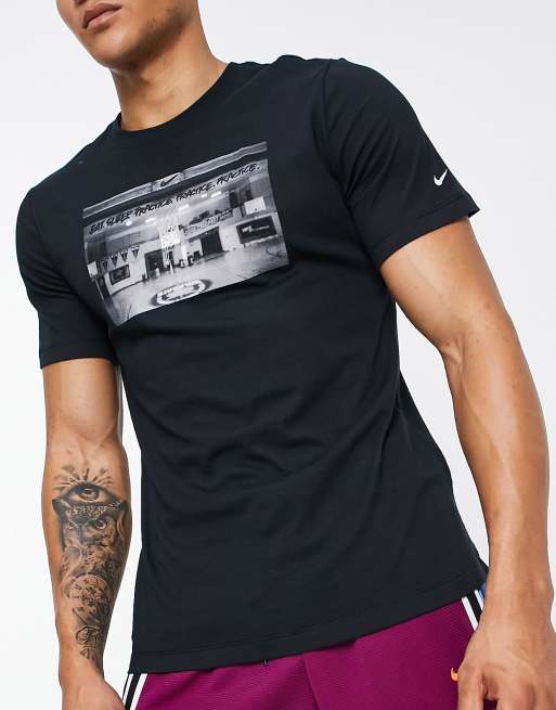 Nike Basketball Dri-FIT photographic court t-shirt in black | ASOS