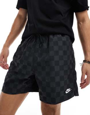Nike Club checkerboard shorts in black | ASOS