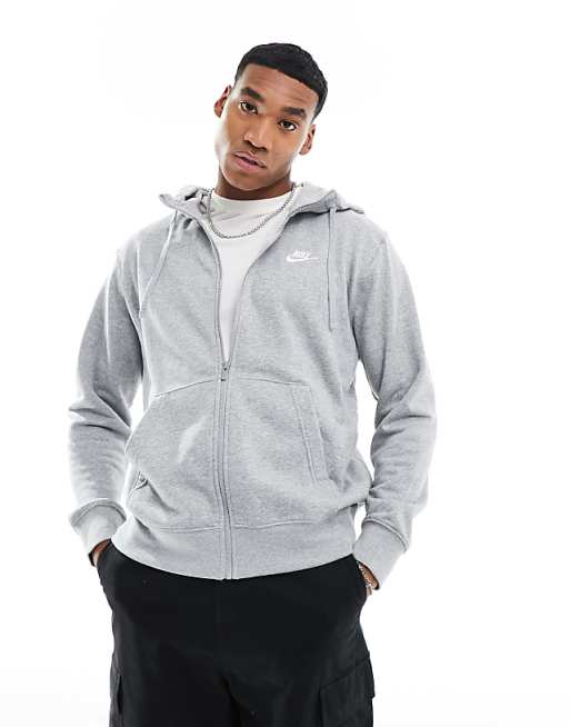 Nike Club - Felpa con cappuccio grigio mélange con cerniera lampo | ASOS Nike Club - Felpa con cappuccio grigio mélange con cerniera lampo | ASOS